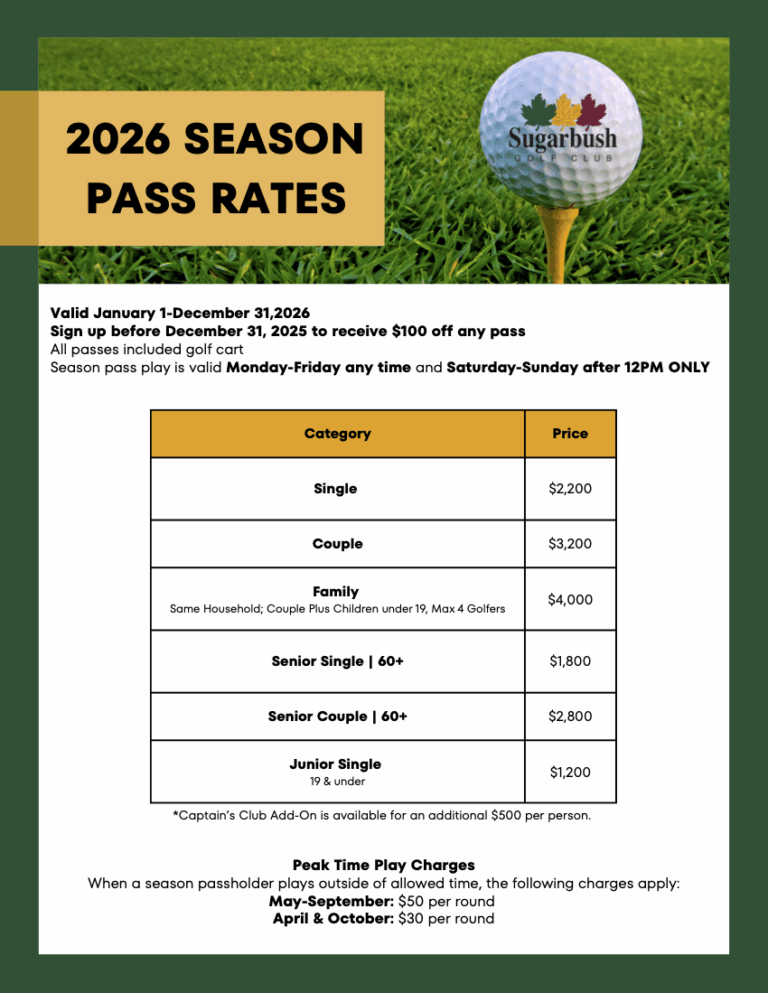 Season Passes | Sugarbush Golf Club